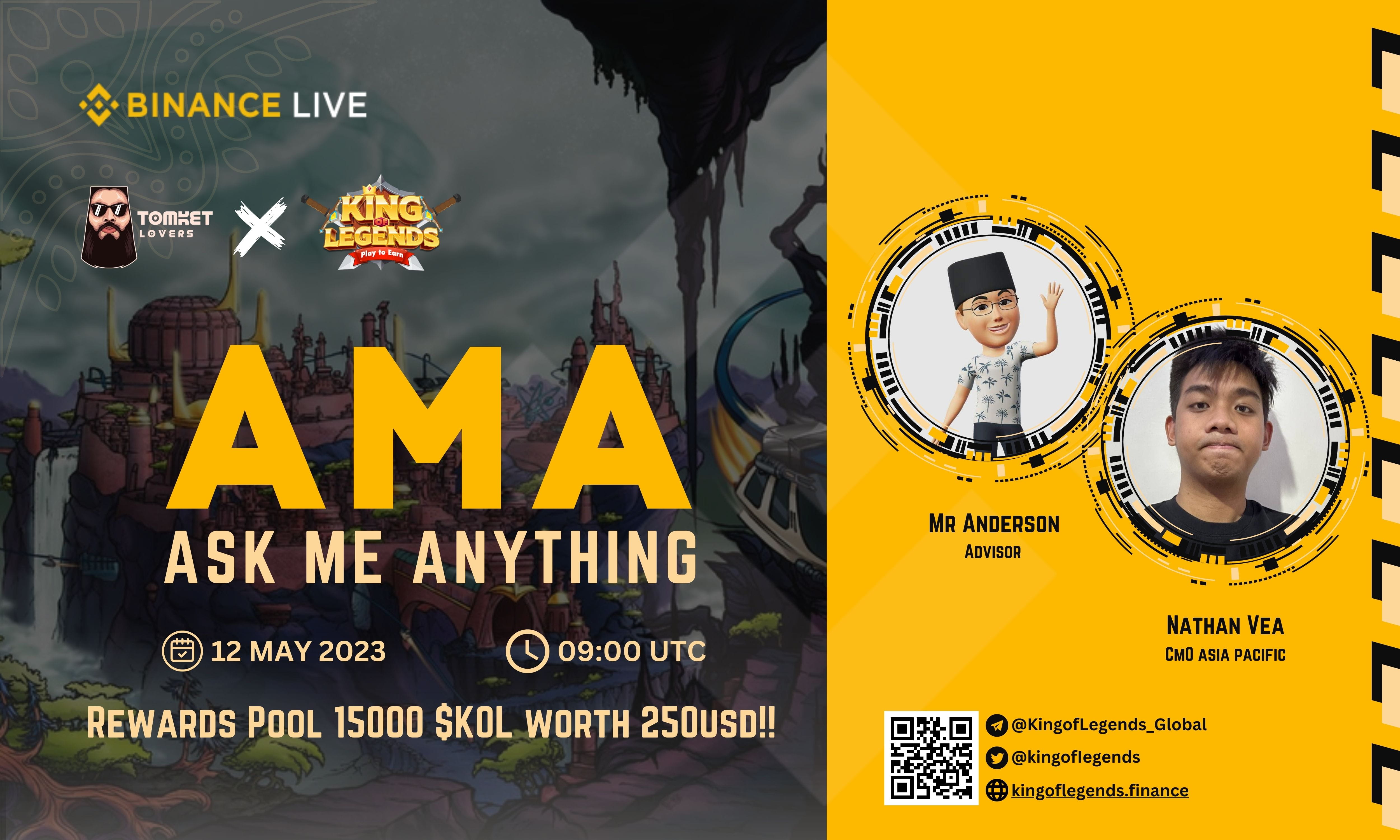 TomKet Lovers AMA with King of Legends | 15000 $KOL Rewards | Binance Live