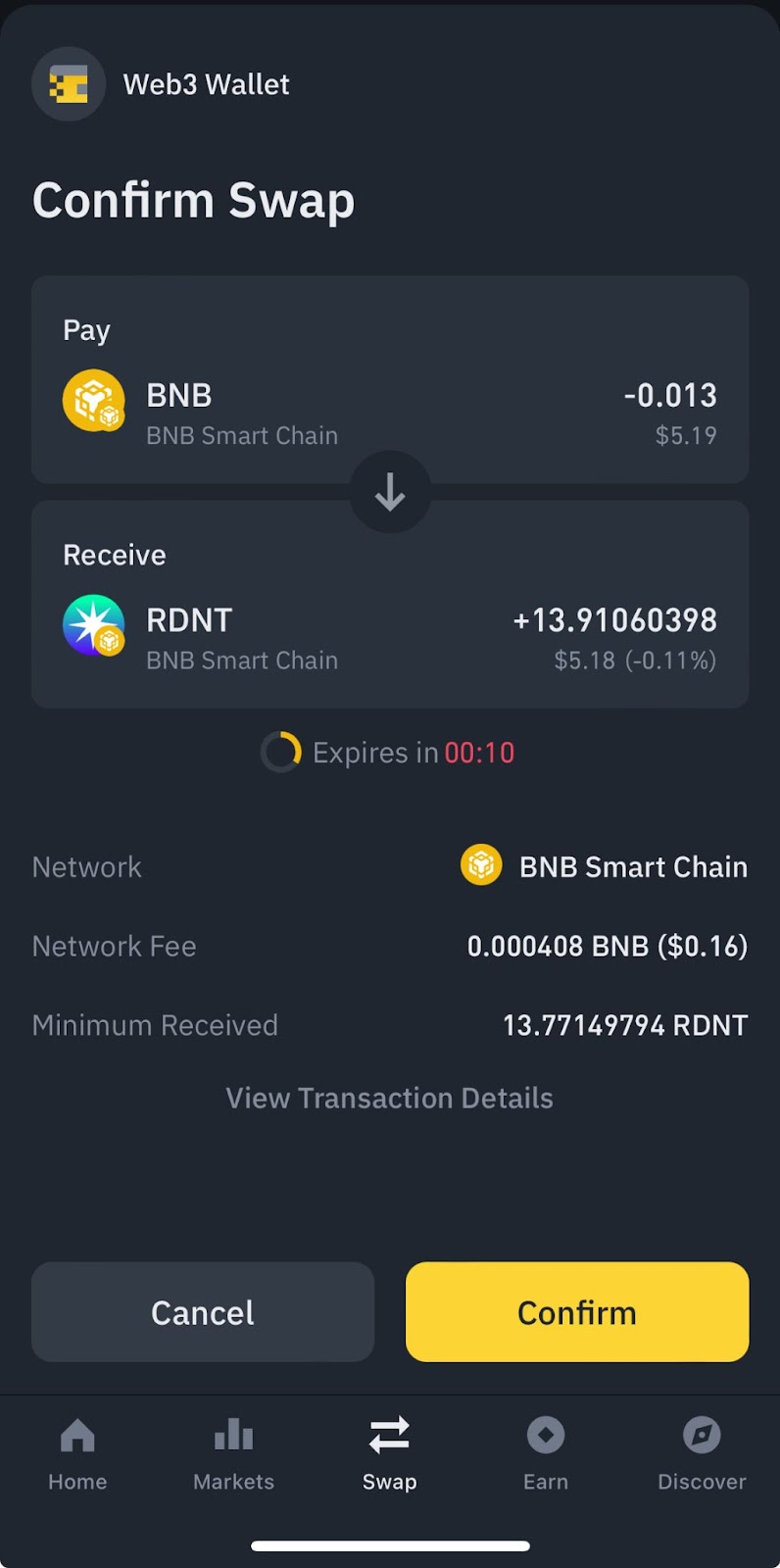 How to RDNT airdrop with Binance Web3 wallet