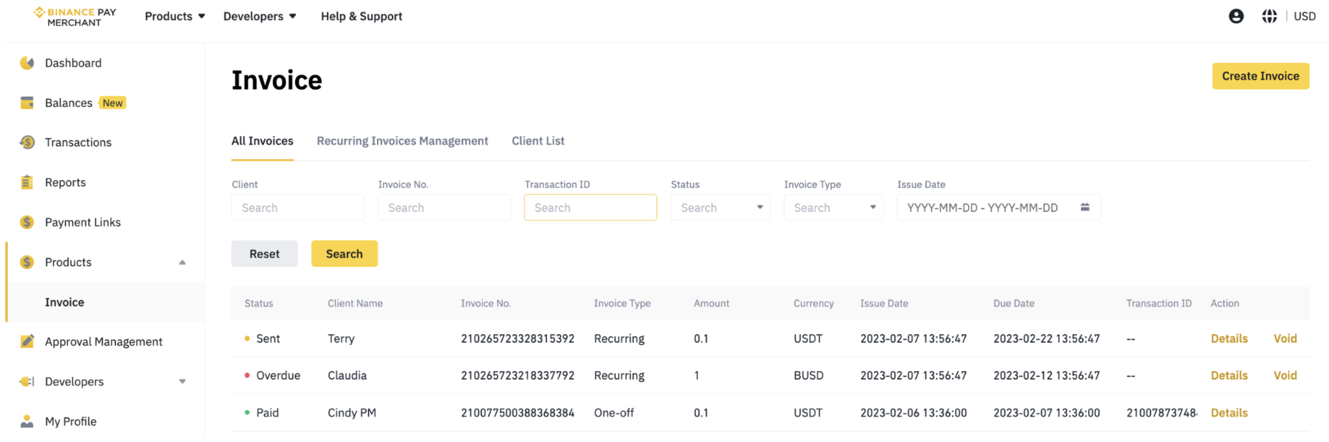 Invoicing | Developer Docs to Accept Crypto Payment | Binance Pay Merchant